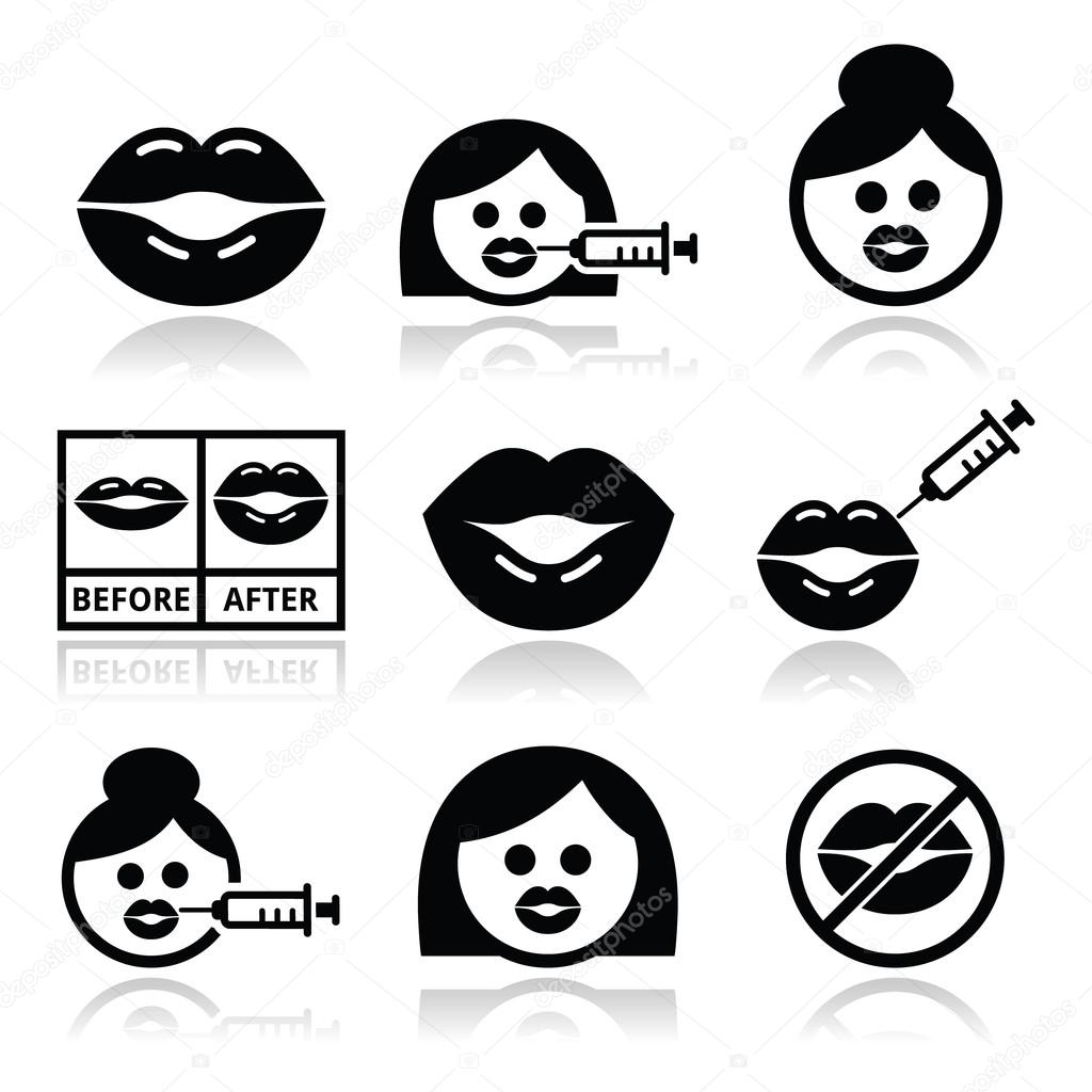 Big lips, lip augmentation icons - beauty concept Stock Vector by ...