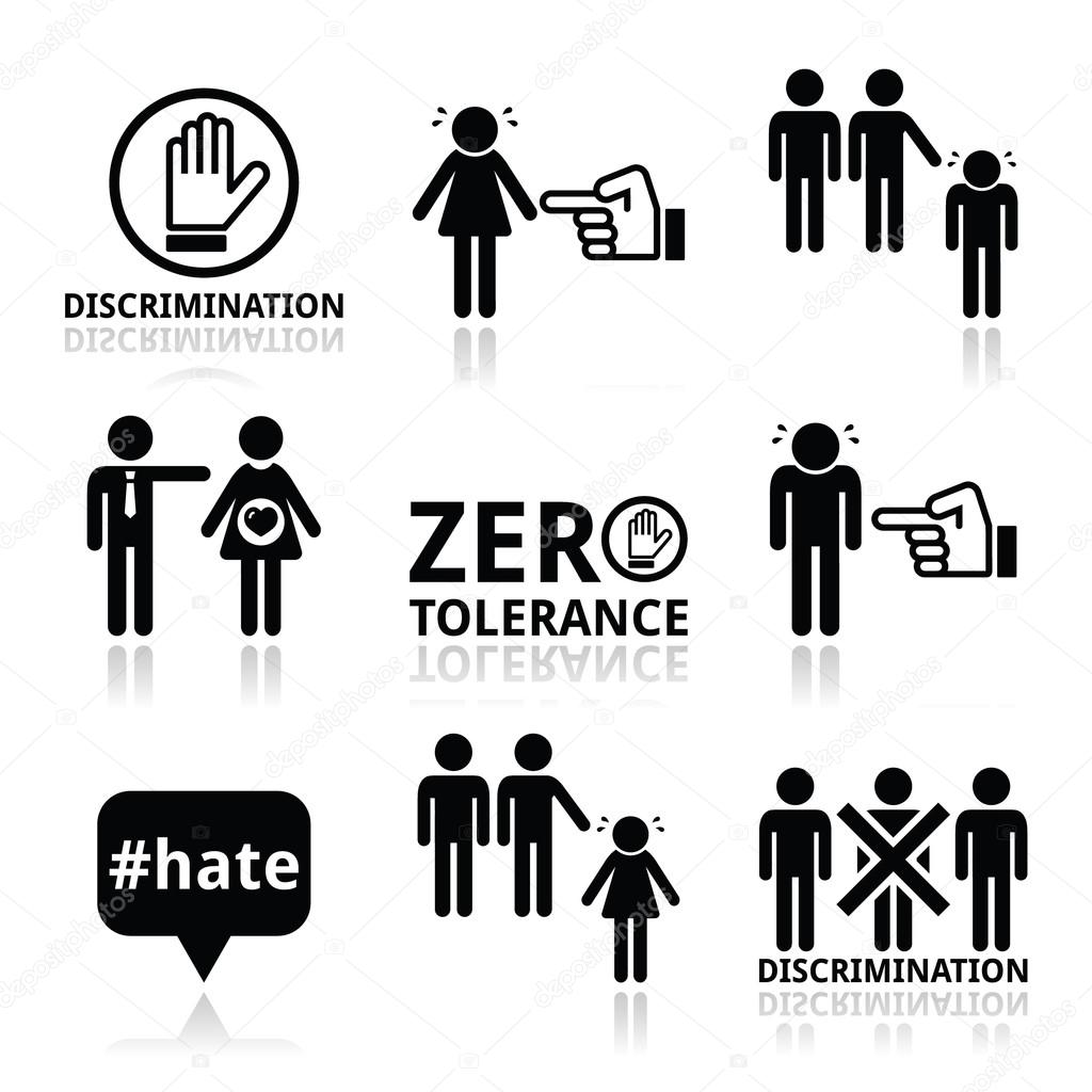 Stop discrimination of men, and women icons set — Stock Vector ...
