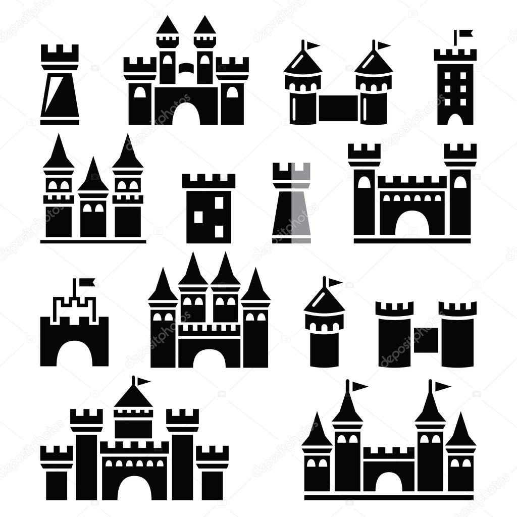 Castle, towers vector icons set — Stock Vector © RedKoala #82672952 Castle, towers vector icons set — Stock Vector © RedKoala #82672952