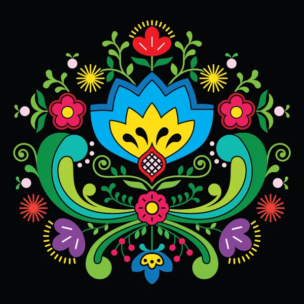 Norwegian folk art Bunad black pattern - Rosemaling style embroidery ...