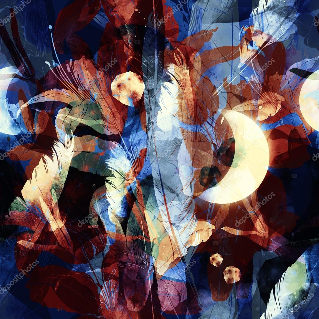 Moon, bird feathers Stock Photo by ©Chevnenko 116349456