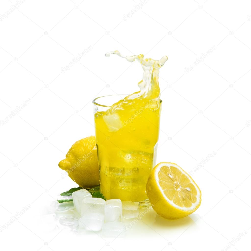 Lemon drink with ice Fruit cocktail splash Stock Photo by ©LiliGraphie ...