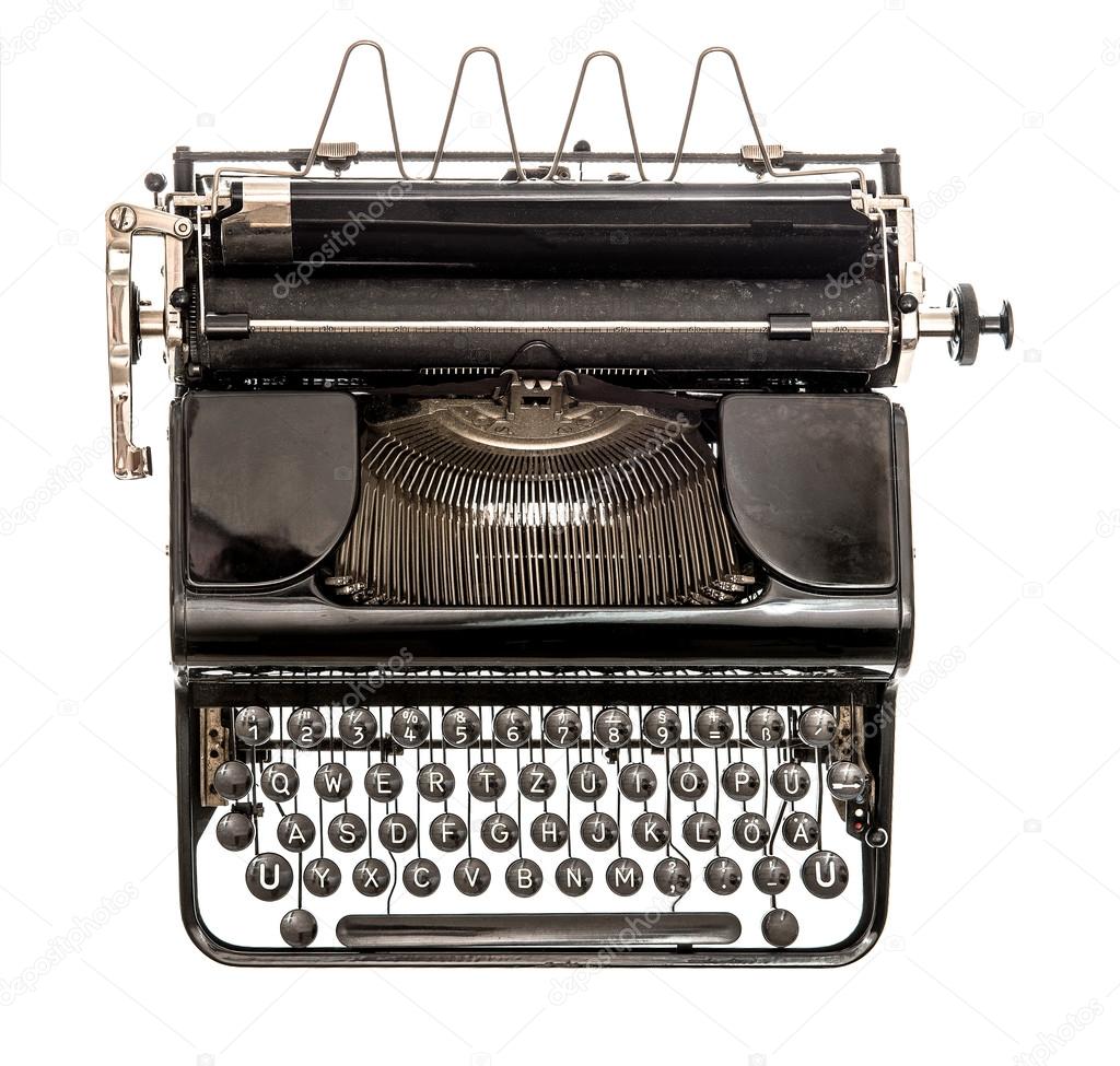 Old typewriter isolated on white background. Antique object Stock Photo ...