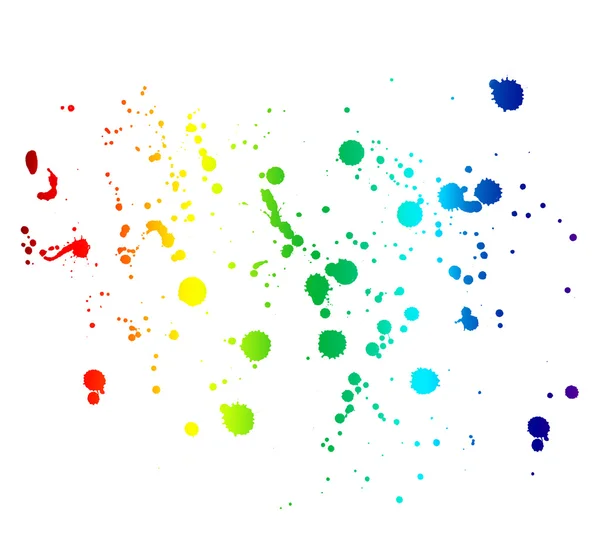 Rainbow colored ink stains and drops isolated on white - Stock Image ...