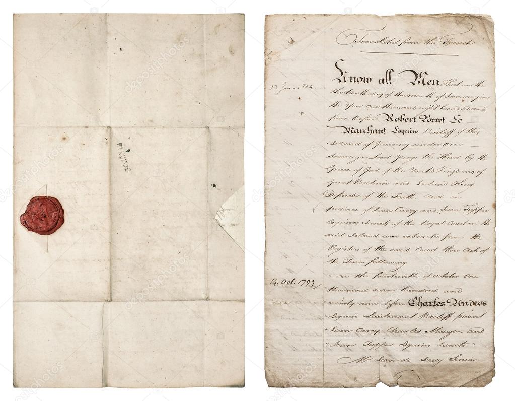 Oude handgeschreven brief. Antieke papier blad met rode lakzegel ⬇ ...