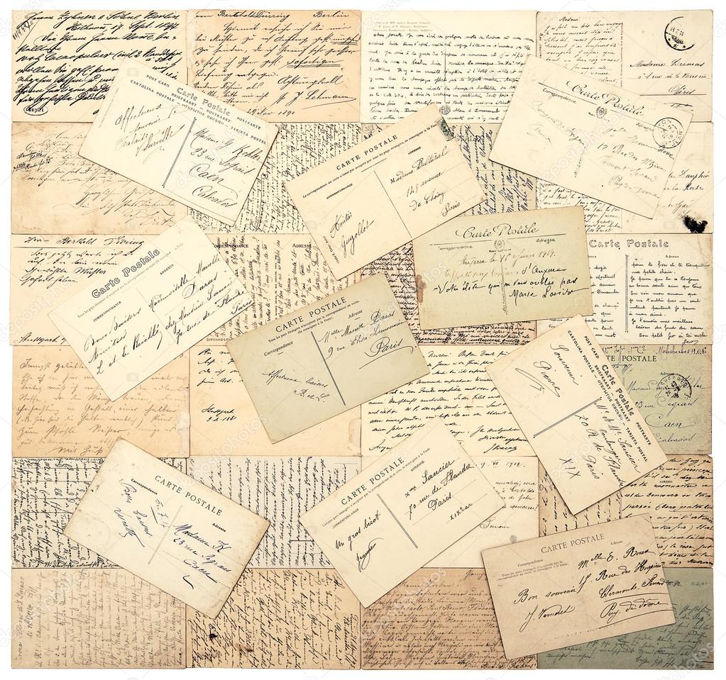 Vintage postcards. handwritten undefined texts — Stock Photo ...