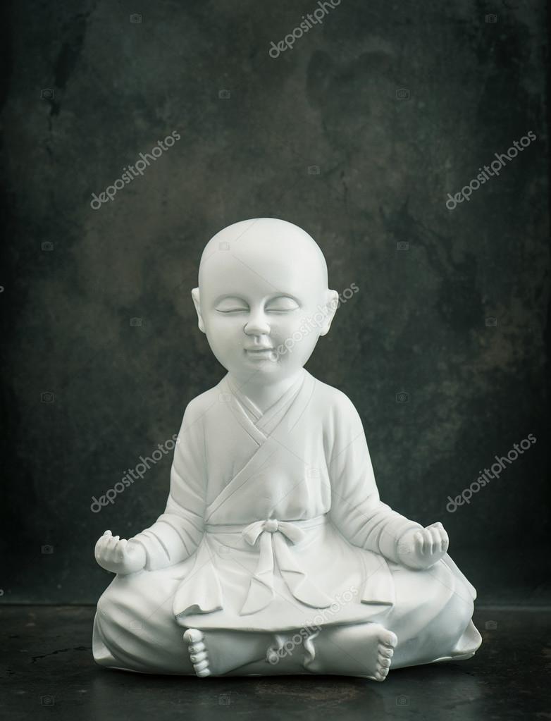 Praying buddha. White monk. Meditation. Relaxing. Vintage style — Stock ...