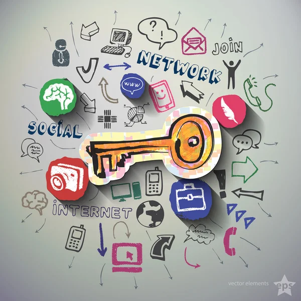 Social media collage with icons background Stock Vector Image by ...