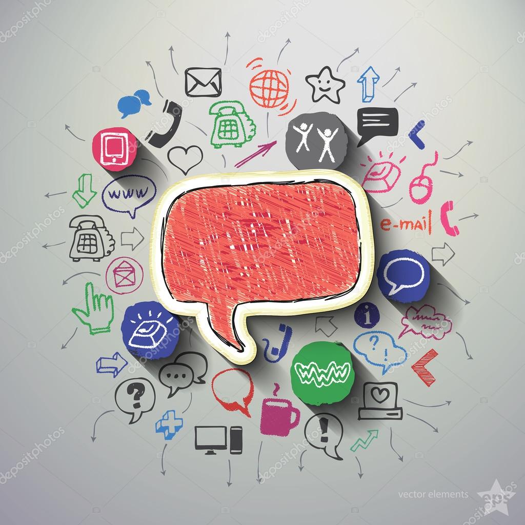 collage de redes sociales con iconos de fondo 2024