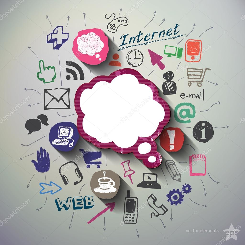 collage de redes sociales con los iconos de fondo 2024