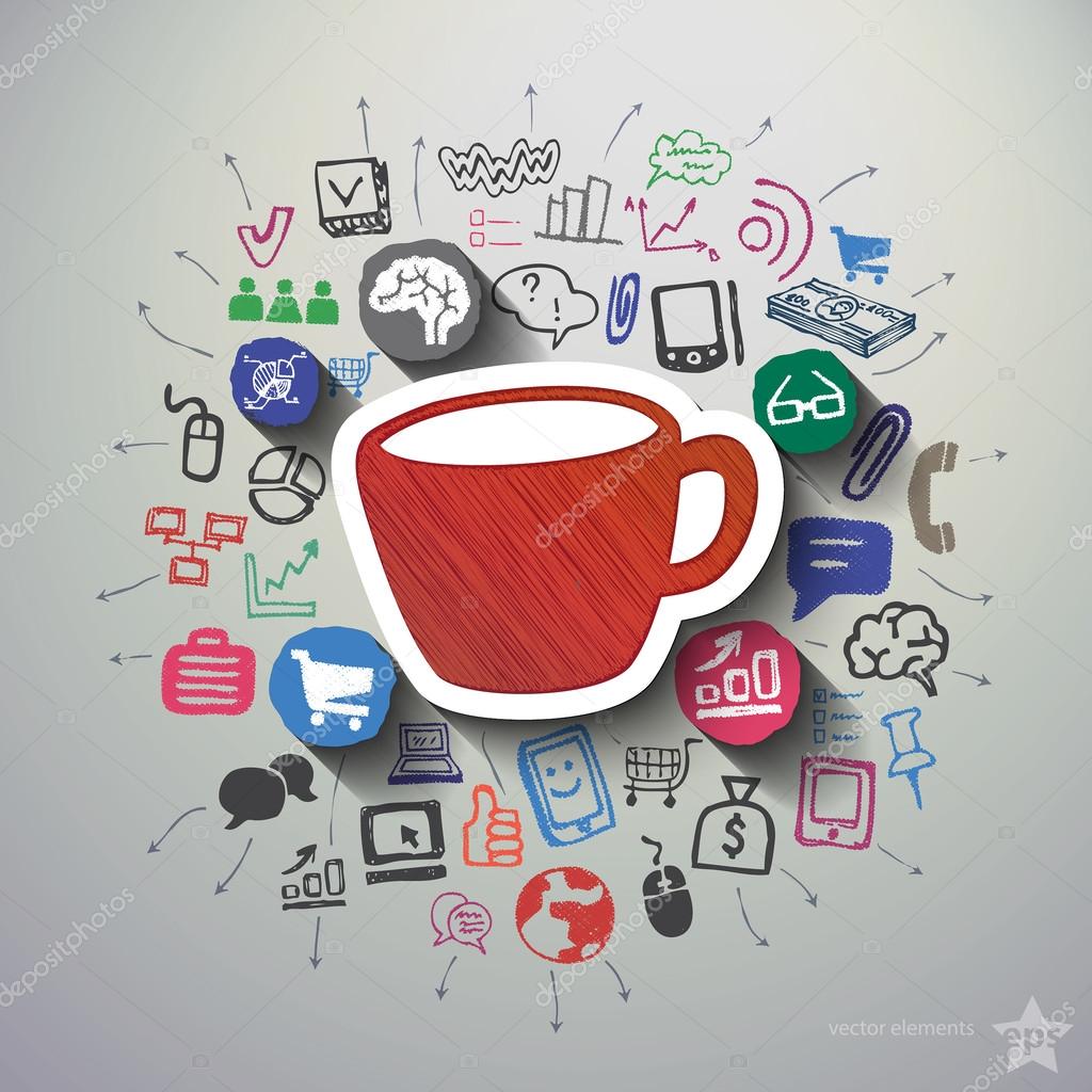 Office collage with icons background Stock Vector by ©Multirealism 59469483