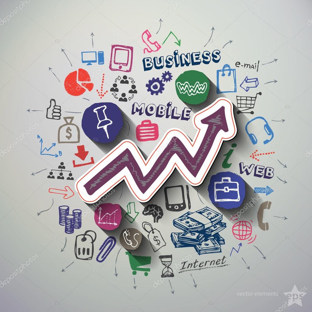 Business collage with icons background Stock Vector by ©Multirealism ...