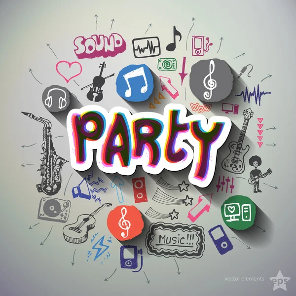 Entertainment and music collage with icons background Stock Vector ...