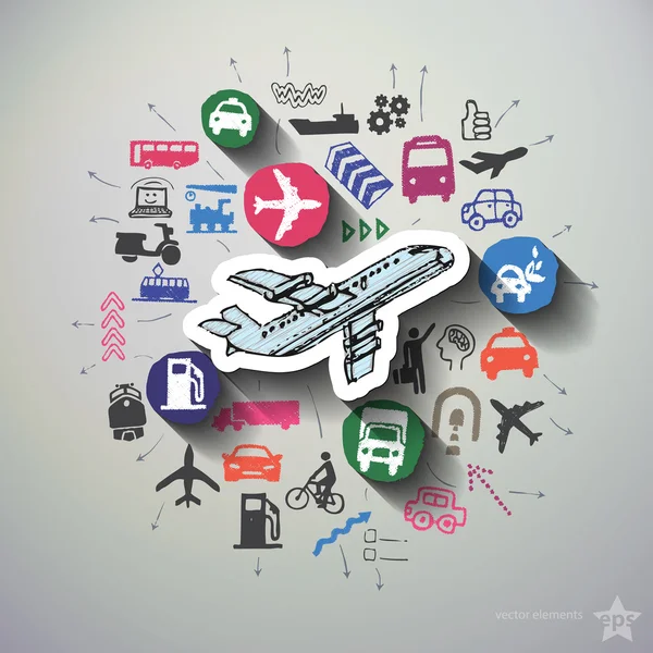 Transportation collage with icons background Stock Vector Image by ...