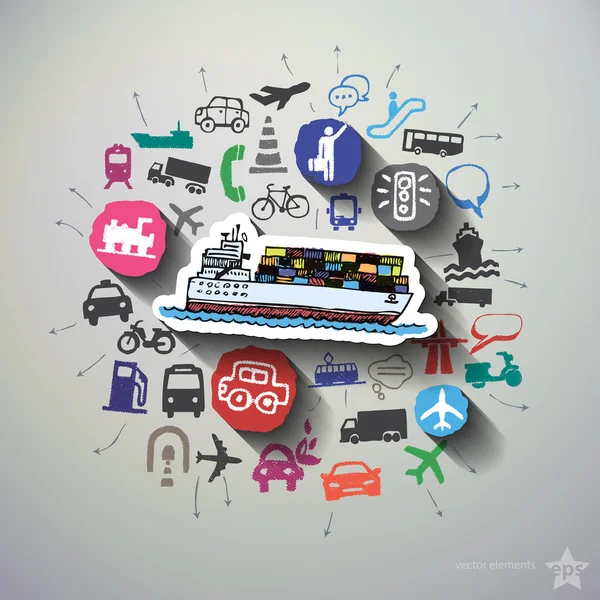 Transportation collage with icons background Stock Vector Image by ...