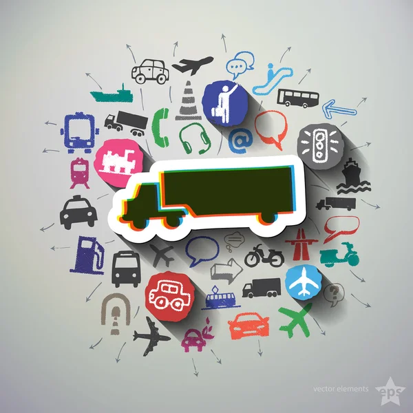 Transportation collage with icons background Stock Vector Image by ...
