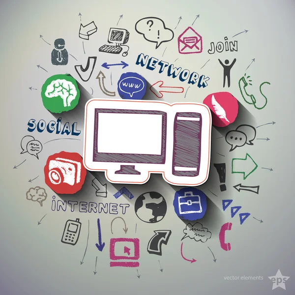 Social media collage with icons background Stock Vector Image by ...