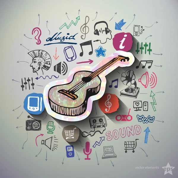 Entertainment and music collage with icons background Stock Vector by ...