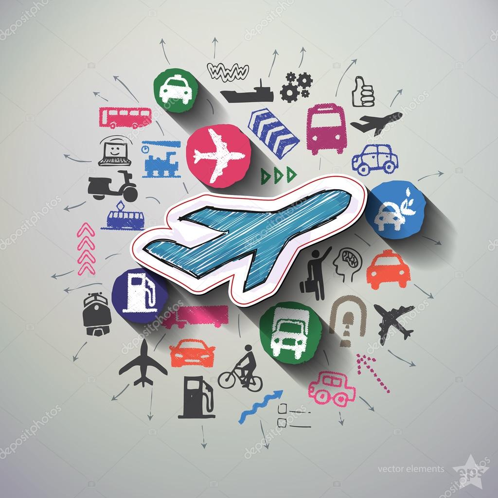 Transportation collage with icons background Stock Vector by ...
