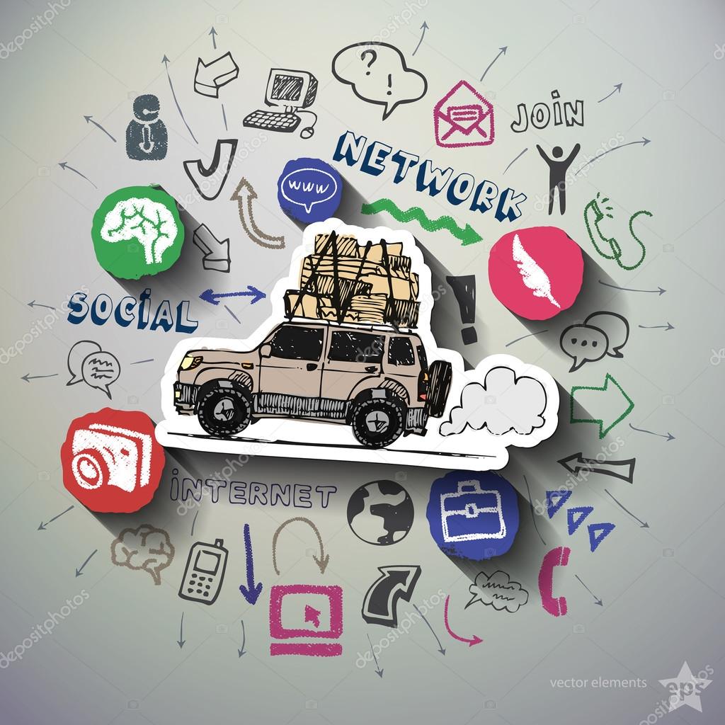 Social media collage with icons background Stock Vector Image by ...