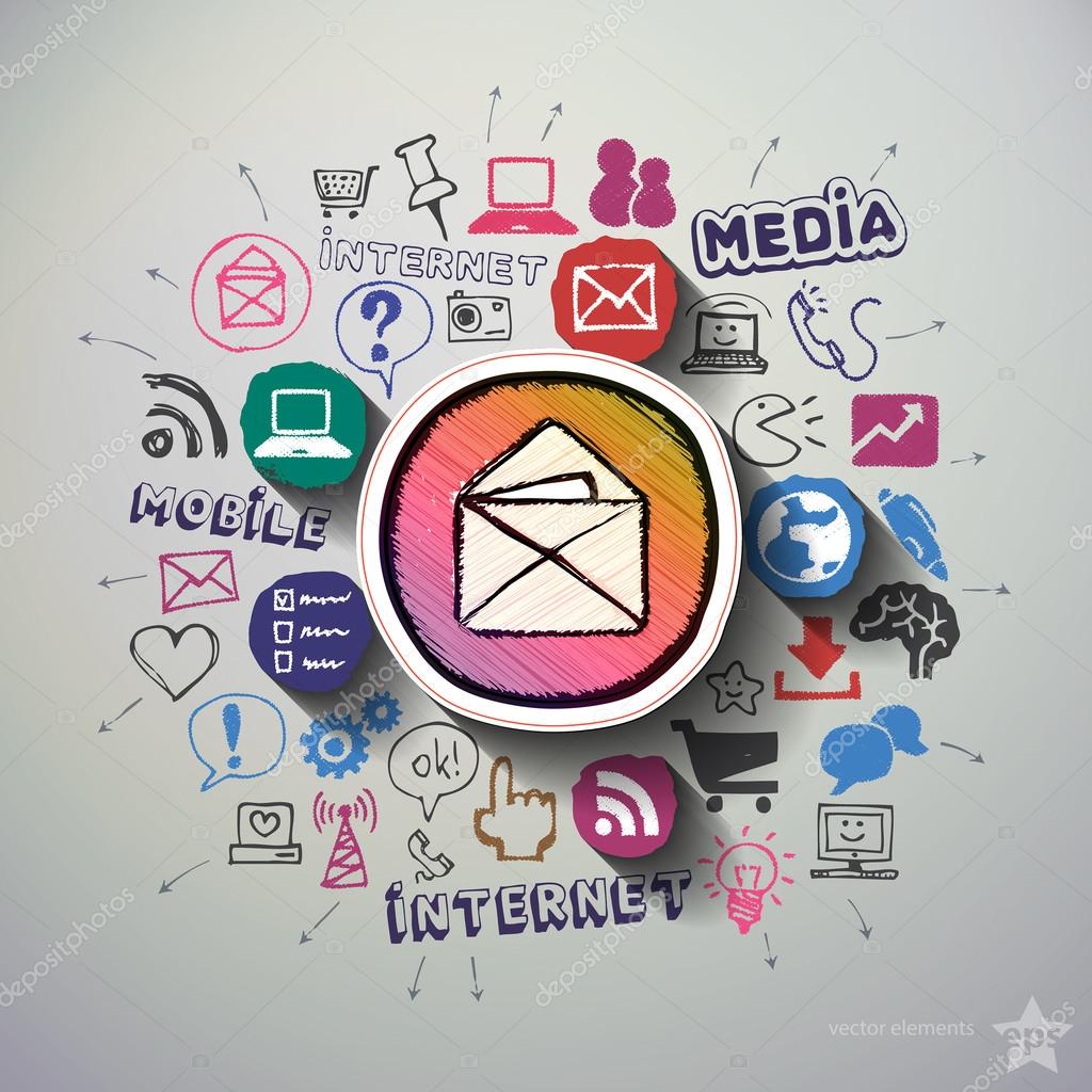 Electronic commerce collage with icons background Stock Vector by ...