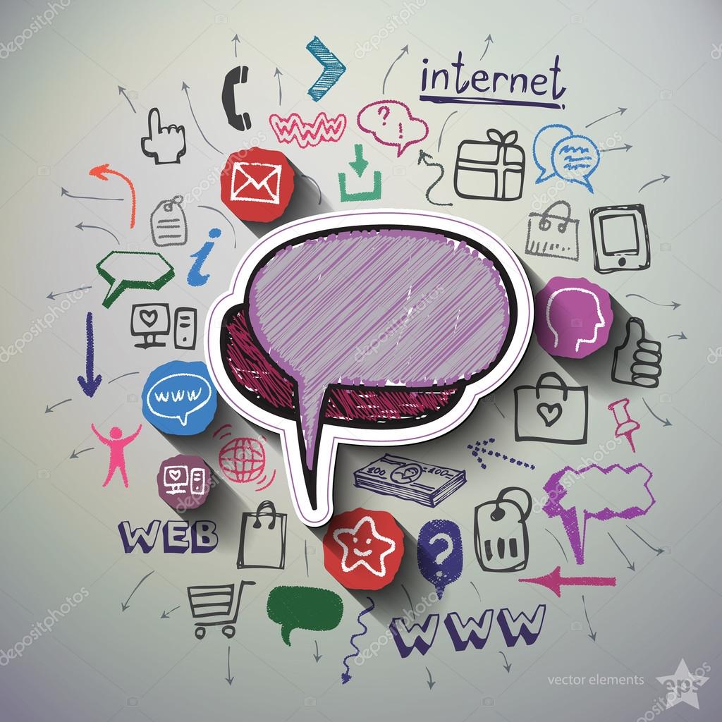 collage de comunicación con iconos de fondo 2022