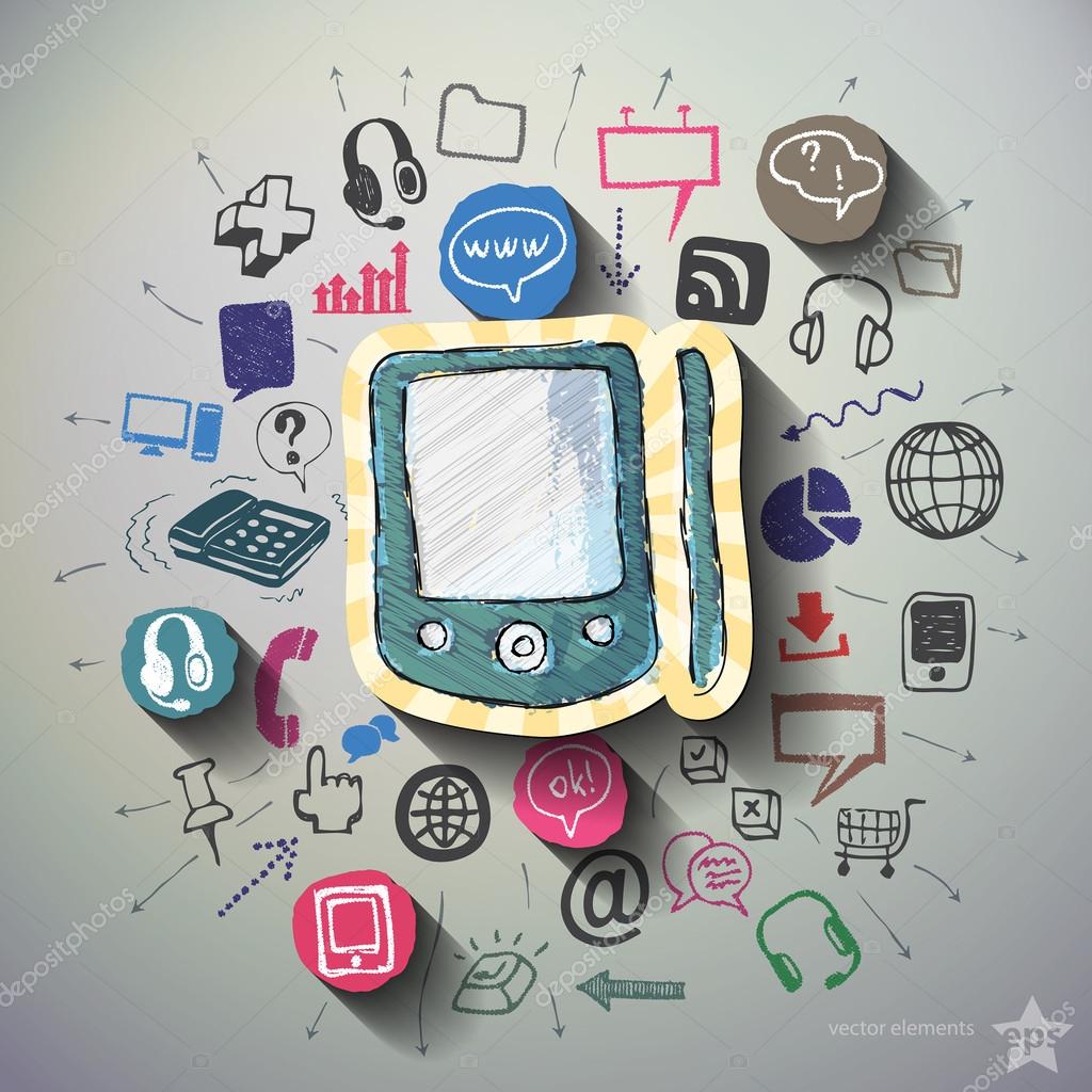 Social media collage with icons background Stock Vector Image by ...