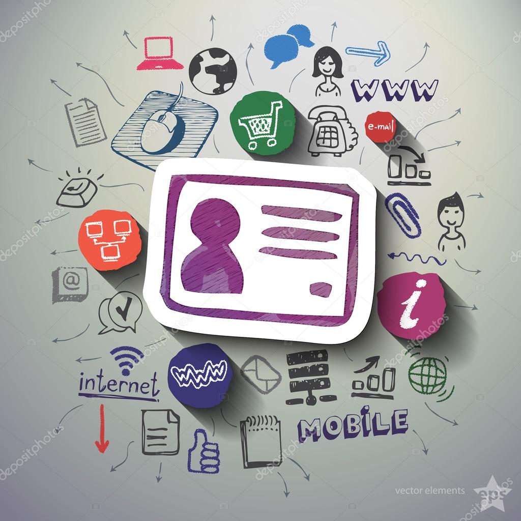 Collage de Internet móvil con los iconos de fondo Vector de stock por ...