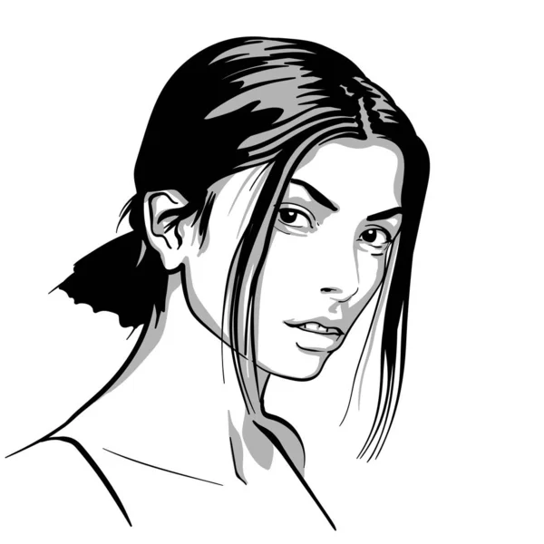 Beautiful Woman Portrait Bob Hairstyle Black And White Style