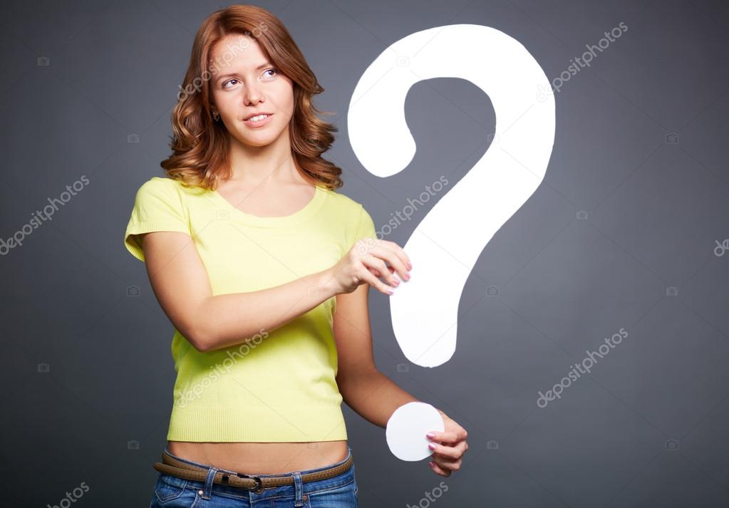 Girl with question mark Stock Photo by ©pressmaster 66457017