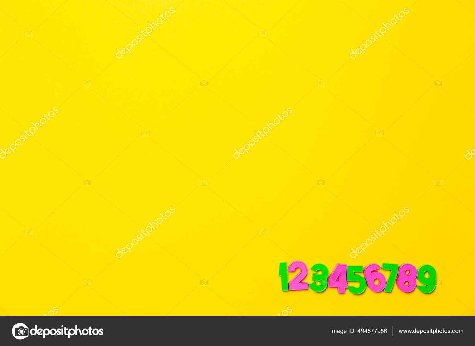 Numbers Set Copy Space Colorful Plastic Numerals Isolated Yellow ...