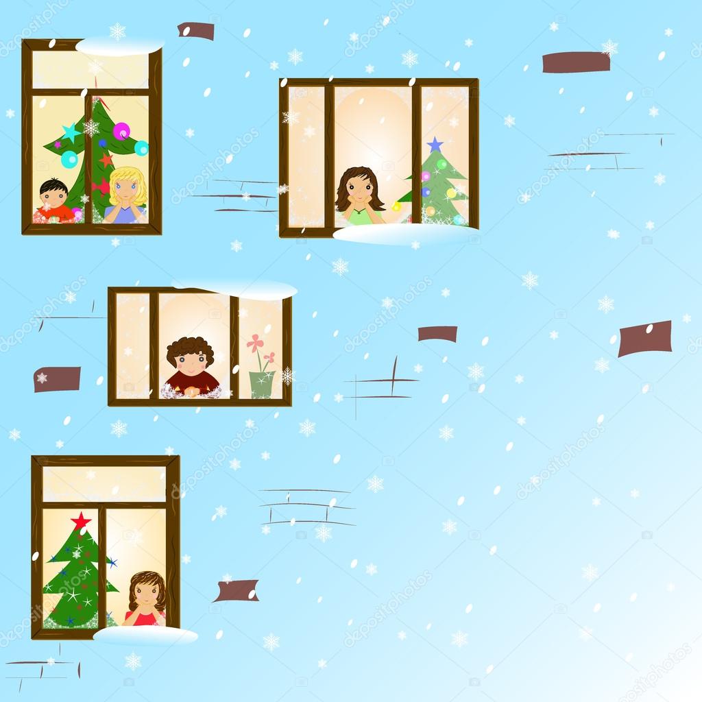 Children in windows Stock Vector by ©zaretskaya 66398533