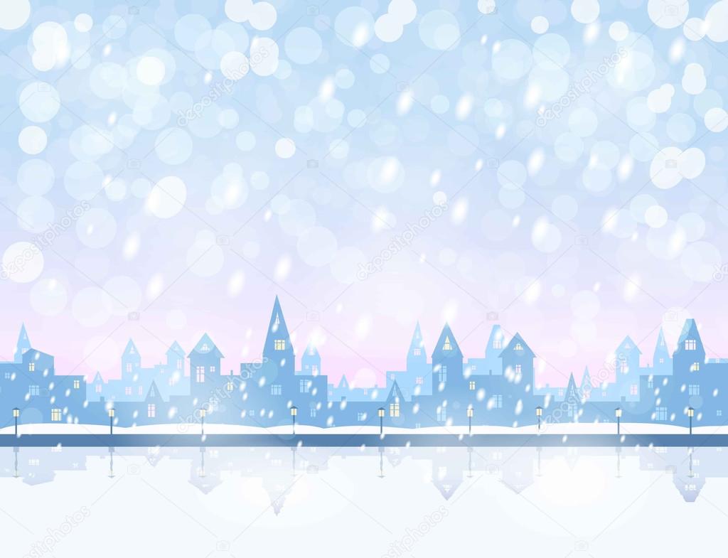 Snowing silhouette town Stock Vector Image by ©zaretskaya #90510838