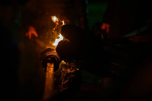 Night torch, bright torch lights on the streets of the night city.2020 ...