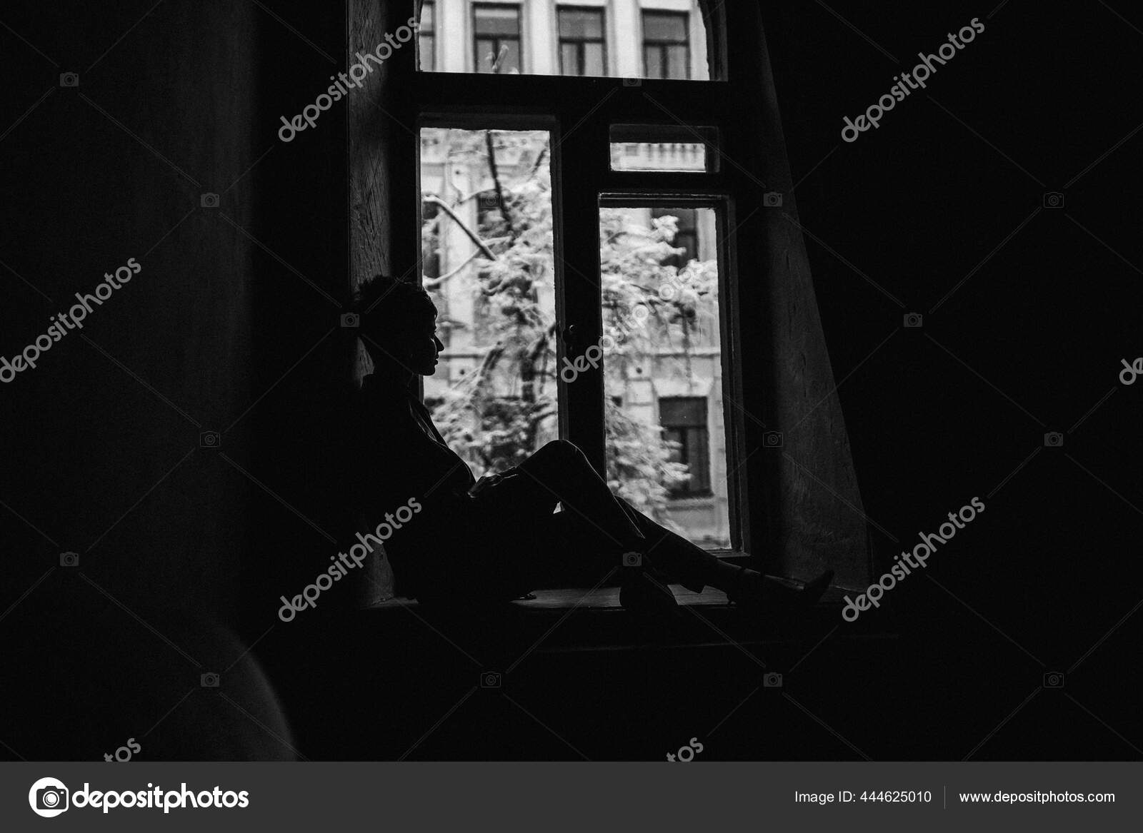 Beautiful Young Woman Posing Window — Stock Photo © SHUNEVICH #444625010