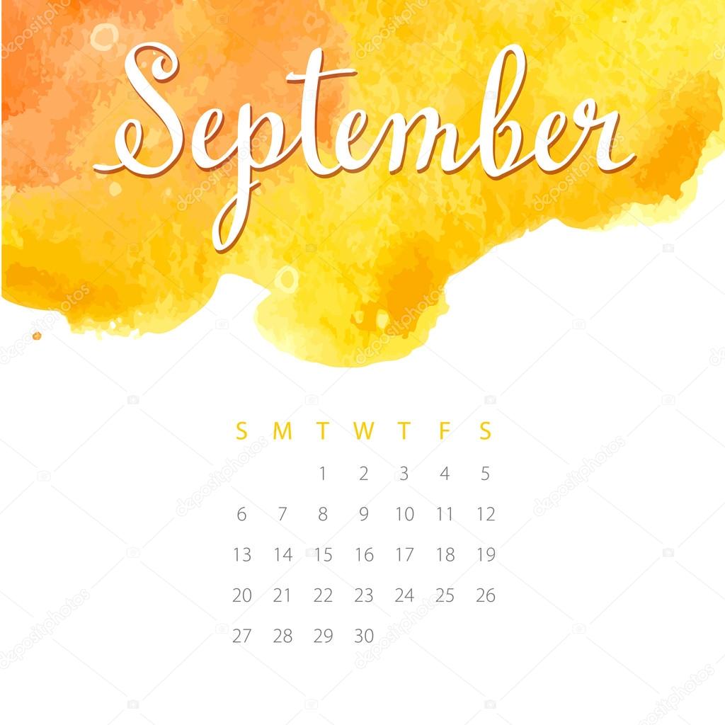 Beautiful watercolor calendar. September Stock Vector Image by ©Magnia ...