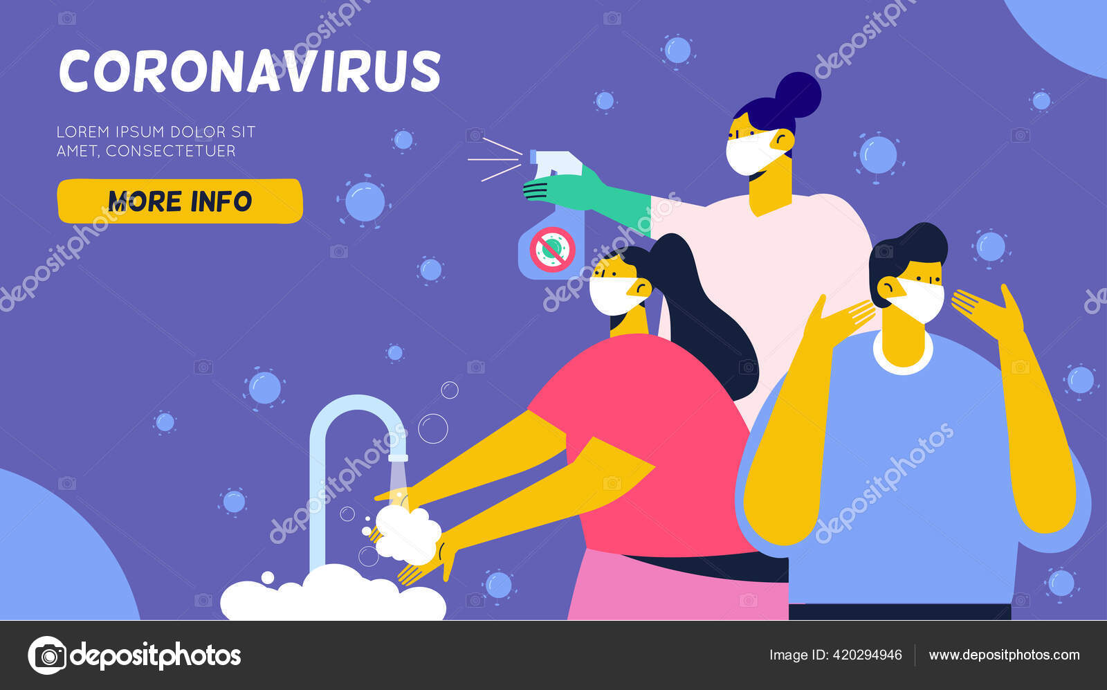 Ways Prevent Covid Including Wearing Face Masks Washing Hands Using ...