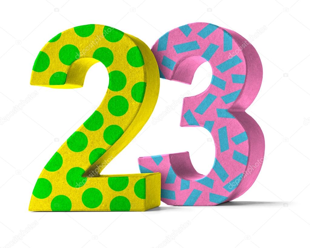 Colorful Paper Mache Number on a white background - Number 23 Stock ...