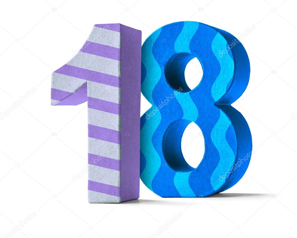 Colorful Paper Mache Number on a white background - Number 18 Stock ...