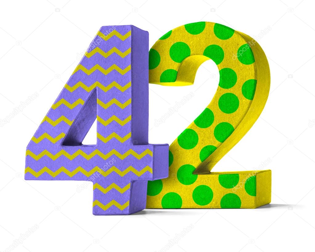 Colorful Paper Mache Number on a white background - Number 42 Stock ...
