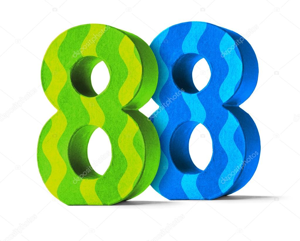 Colorful Paper Mache Number on a white background - Number 88 Stock ...