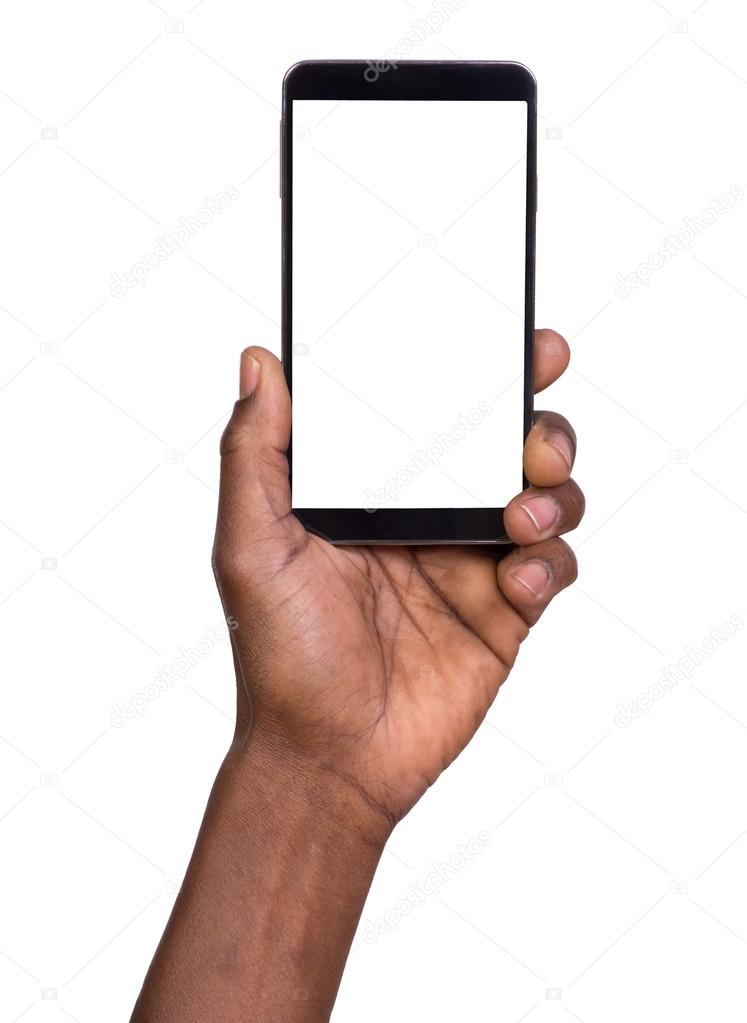 Hand holding mobile smart phone with blank screen Stock Photo by ... Hand holding mobile smart phone with blank screen Stock Photo by ...