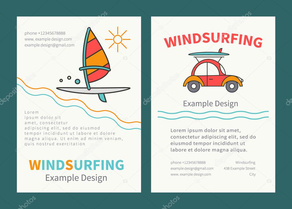 Set of patterns for the two brochures Windsurfing Stock Vector by ...