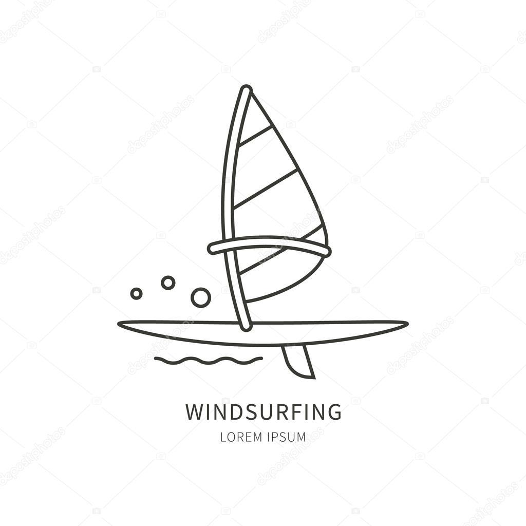Windsurfing. Vector labels sail and board. Stock Vector Image by ...