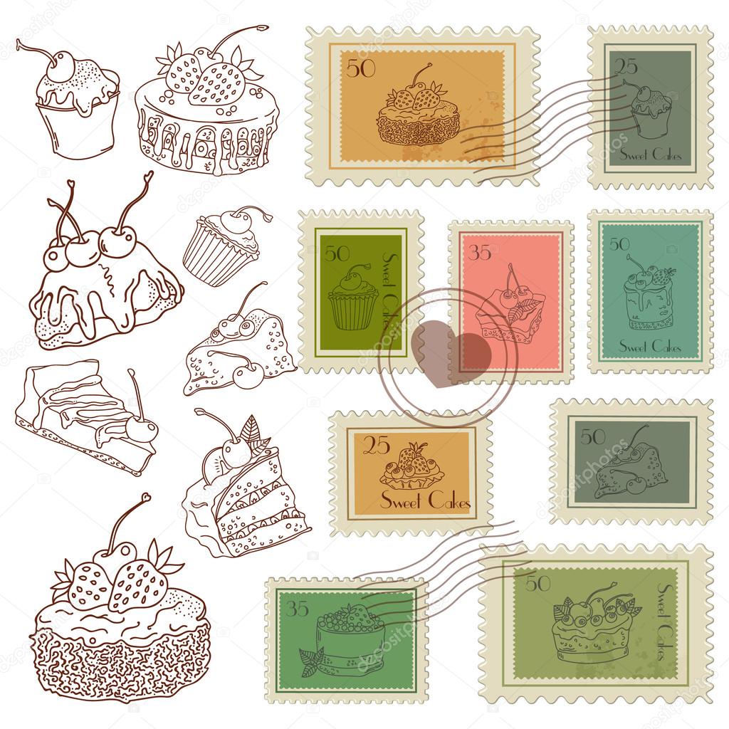 Sweet postage stamps vector set Stock Vector Image by ©lilileka #80737432