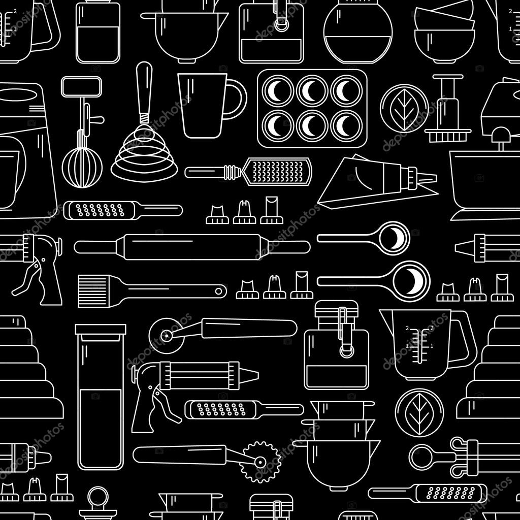 Pattern of Cooking Kitchen utensils icons Stock Vector Image by ©lilileka #83831006