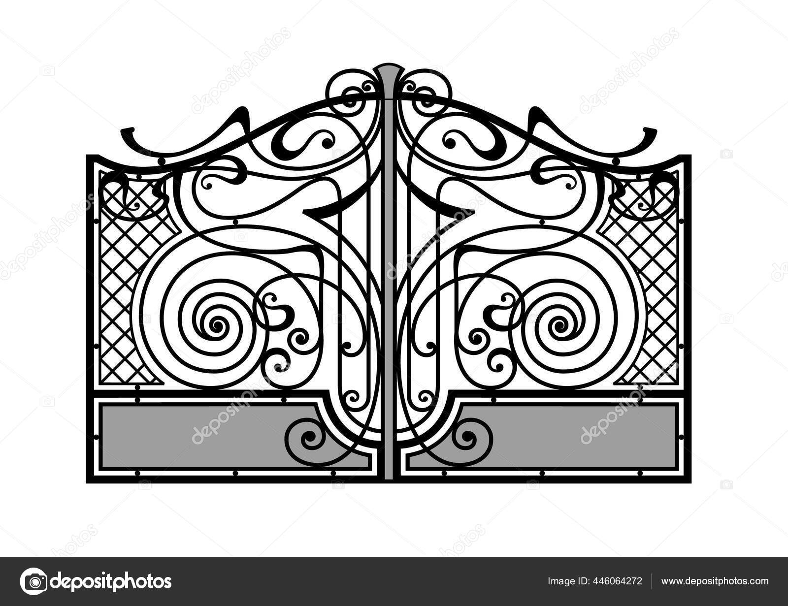 Black Forged Lattice Gate Vector Image Iron Work Concept Stock Vector ...