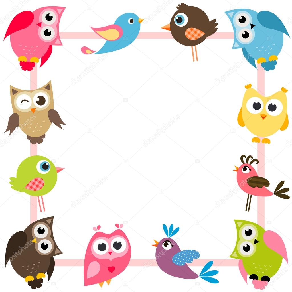 Frame with funny colorful birds Stock Vector by ©Ann_Precious 120068550