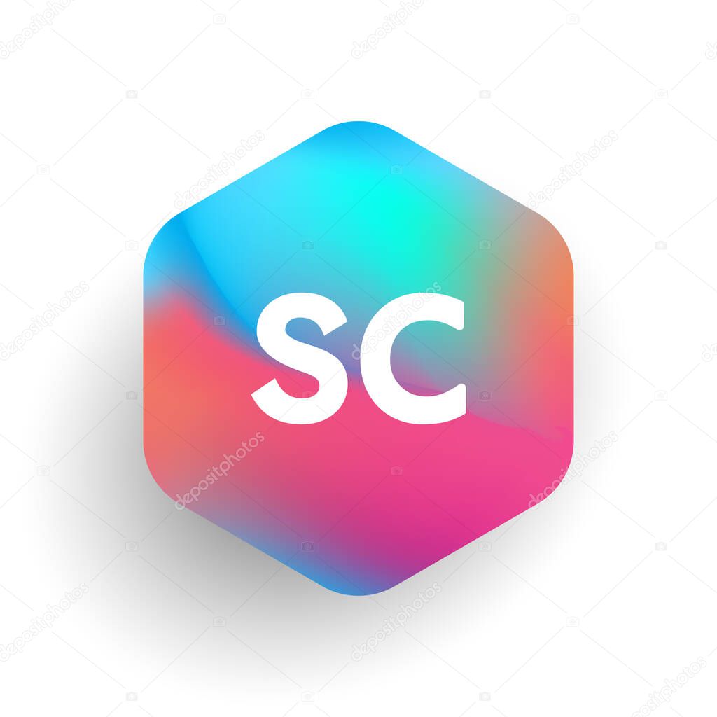 Logotipo de letra SC en forma de hexágono y fondo colorido, diseño de ...