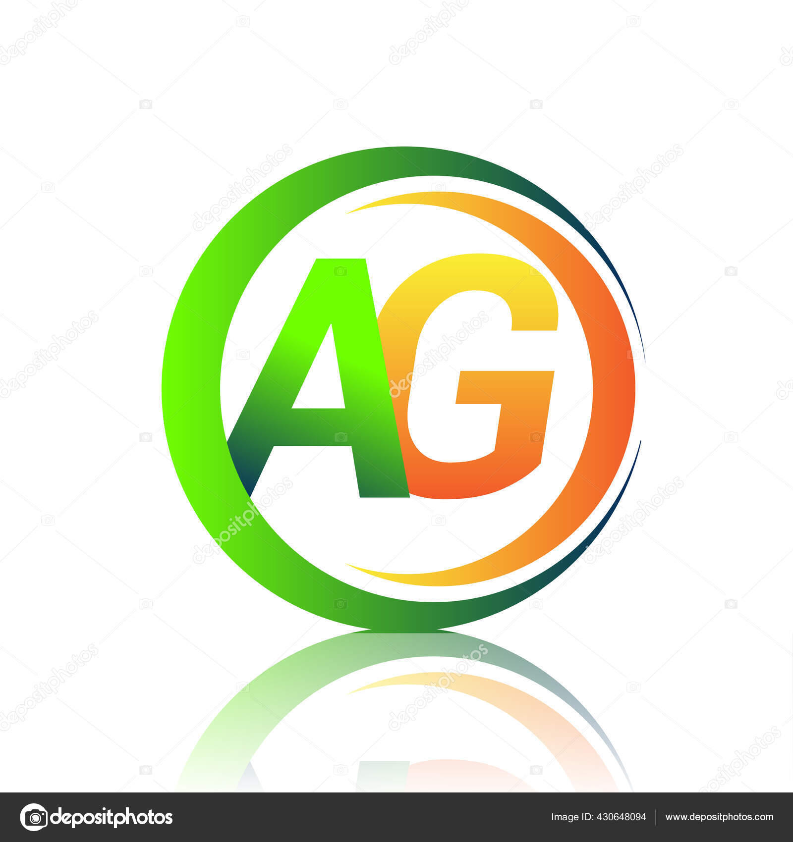 Initial Letter Logo Company Name Green Orange Color Circle Swoosh Stock ...